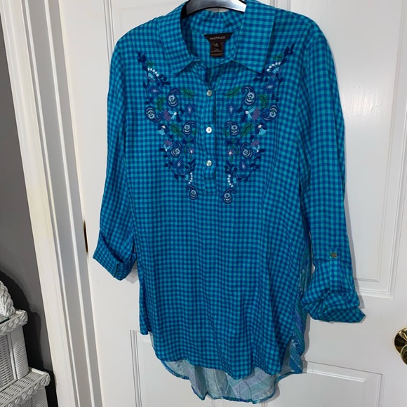 Multiples | Tops | New Plaid Top Mixed Media Multiples Brand Paisley ...